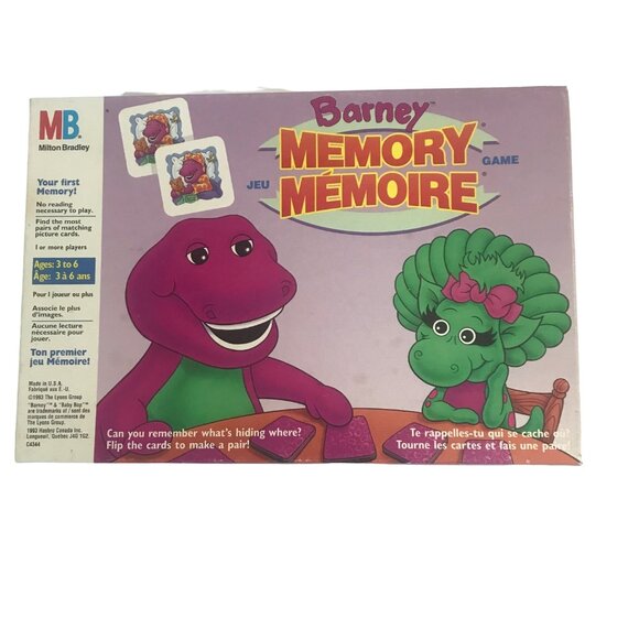 Milton Bradley | Toys | Barney Memory Game For Kids 36 By Milton ...